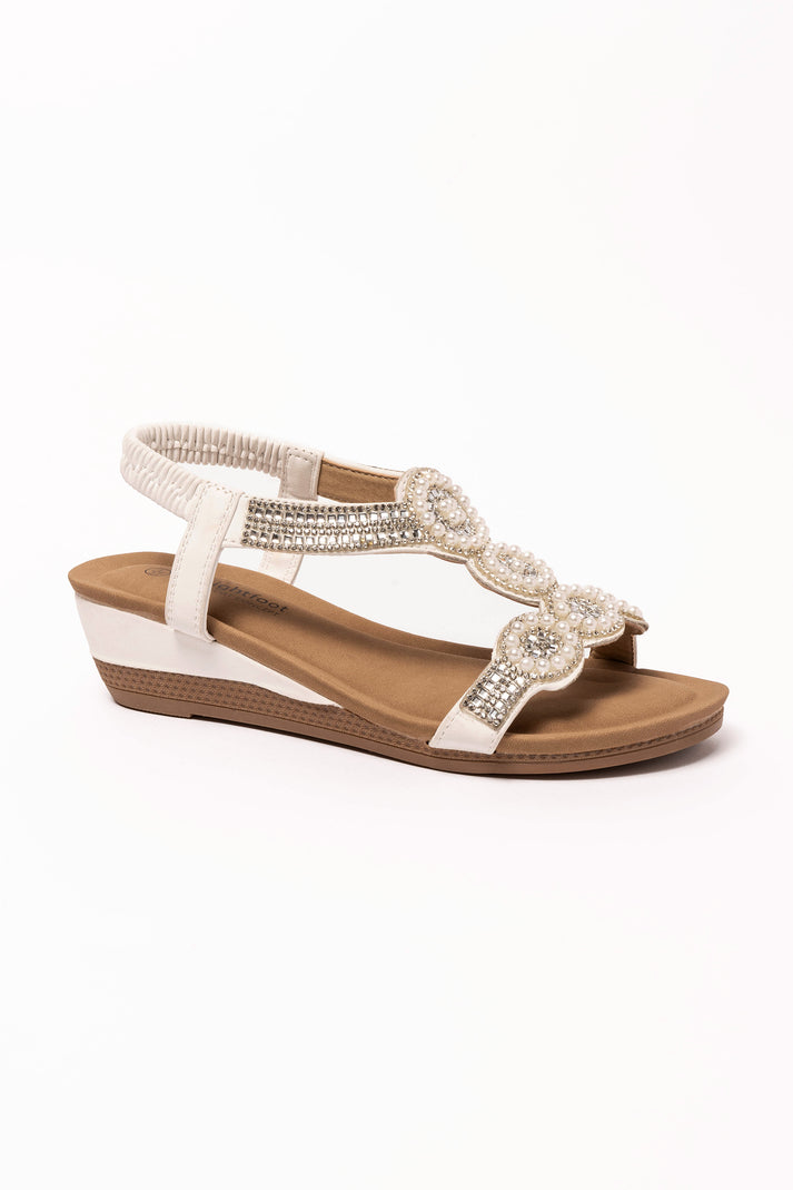 Sienna White Diamanti Sandal with Pearls – Kenyons Footwear